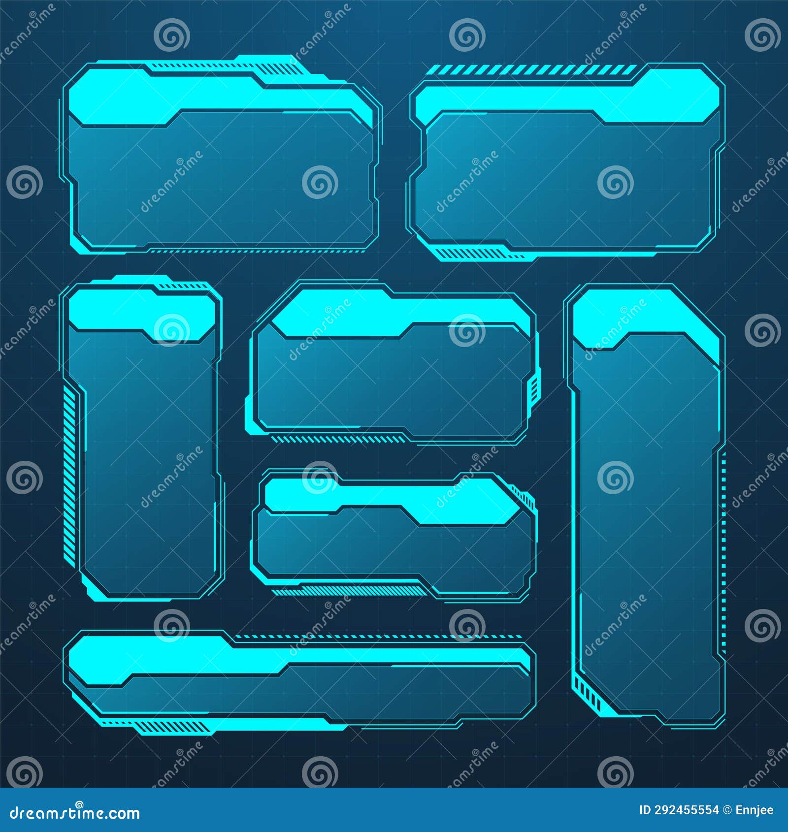 Blue Futuristic HUD or UI Elements. Sci-fi User Interface Text Boxes ...
