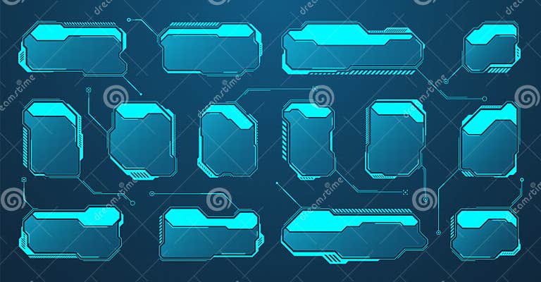 Blue Futuristic HUD or UI Elements. Sci-fi User Interface Text Boxes ...