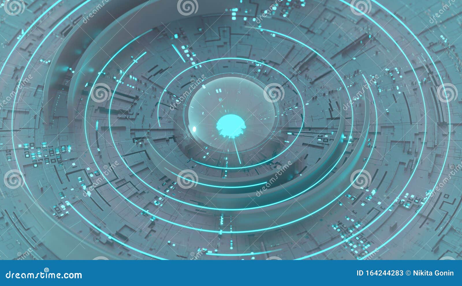 Blue Futuristic Mechanic Mesh 3D Rendering Illustration Stock ...