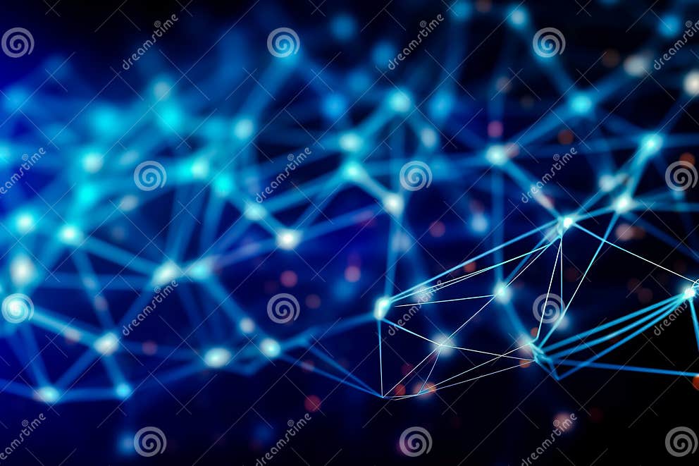 Blue Futuristic Networking Technology Background. Generative AI Stock ...