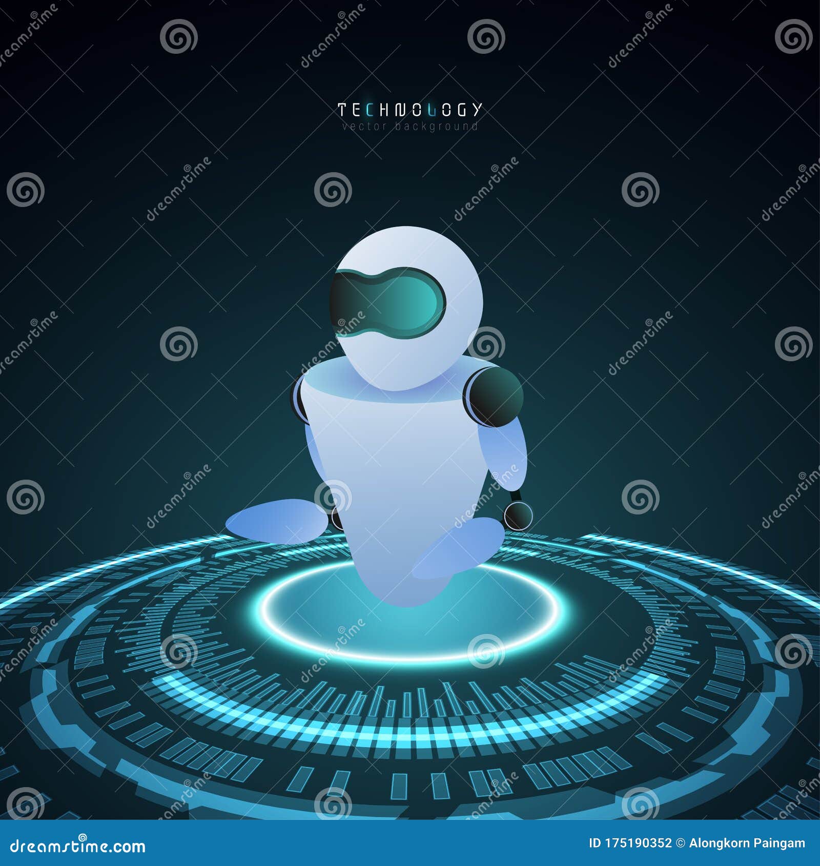 Blue Futuristic Robot Model Technology Abstract Vector Background,ai ...