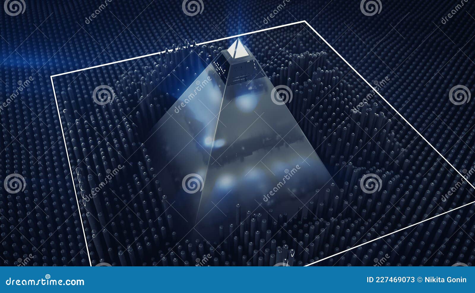 Blue Futuristic Sci-fi Pyramid 3D Render Illustration Stock ...