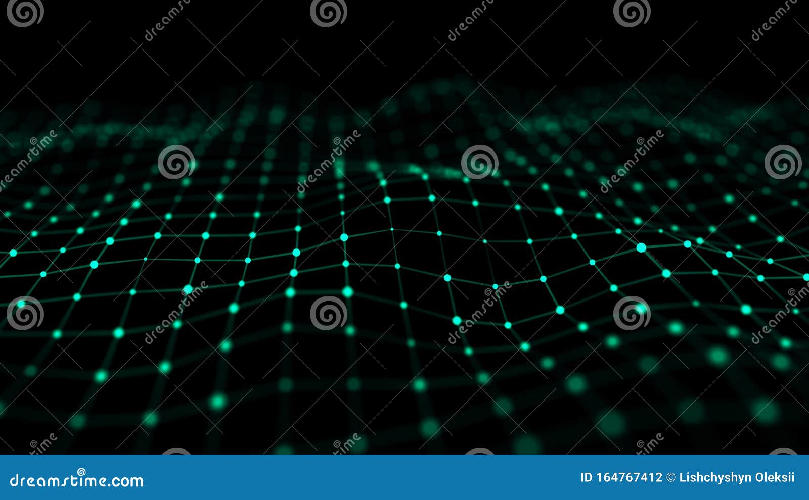 Wave with Connecting Dots and Lines. Futuristic Green Dots Background ...