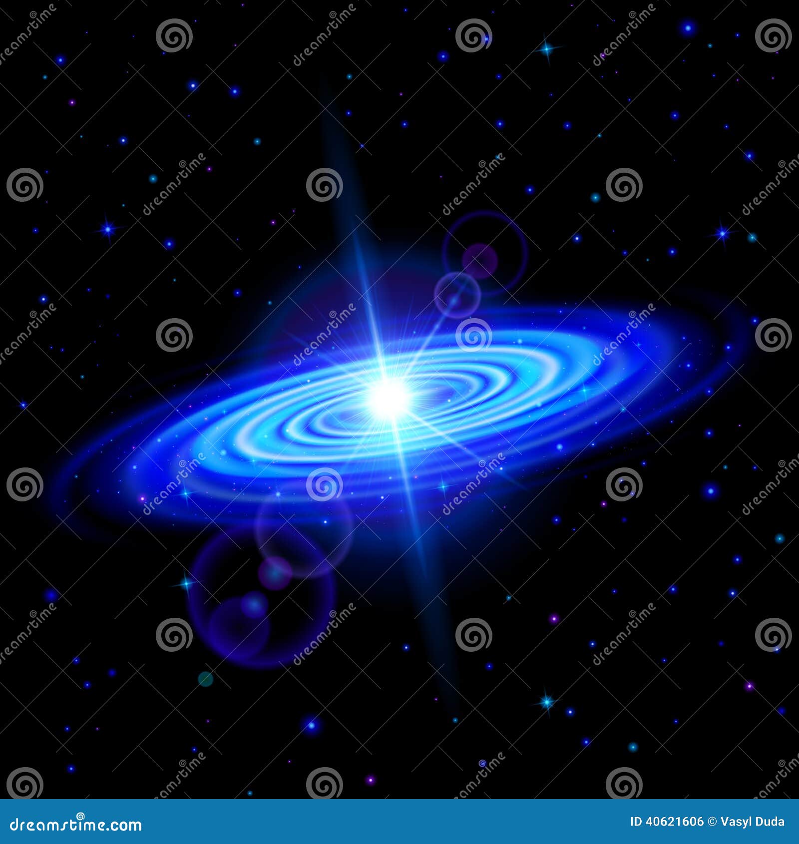 Blue galaxy stock vector. Illustration of light, beam - 40621606