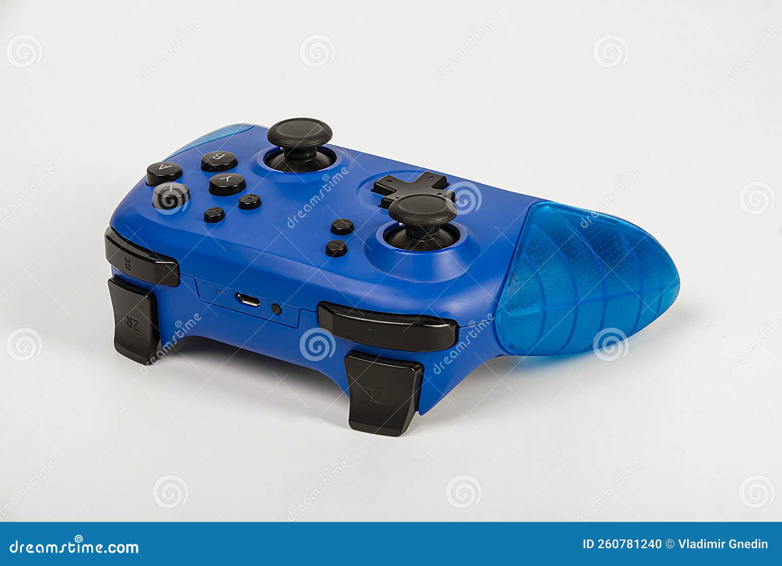 Blue Game Controller for Playstation on a White Background. Stock Photo ...