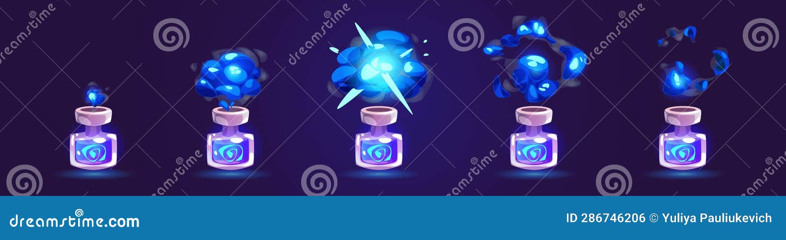 Game Elixir. Cartoon GUI Potion Sprite Asset Of Flasks And Phials For ...