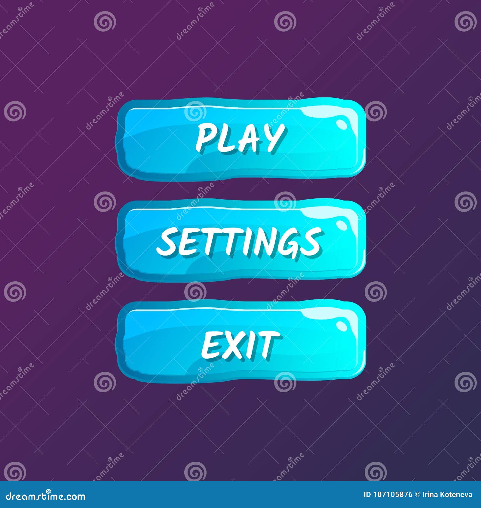 Blue Game Interface in Cartoon Style Stock Vector - Illustration of ...