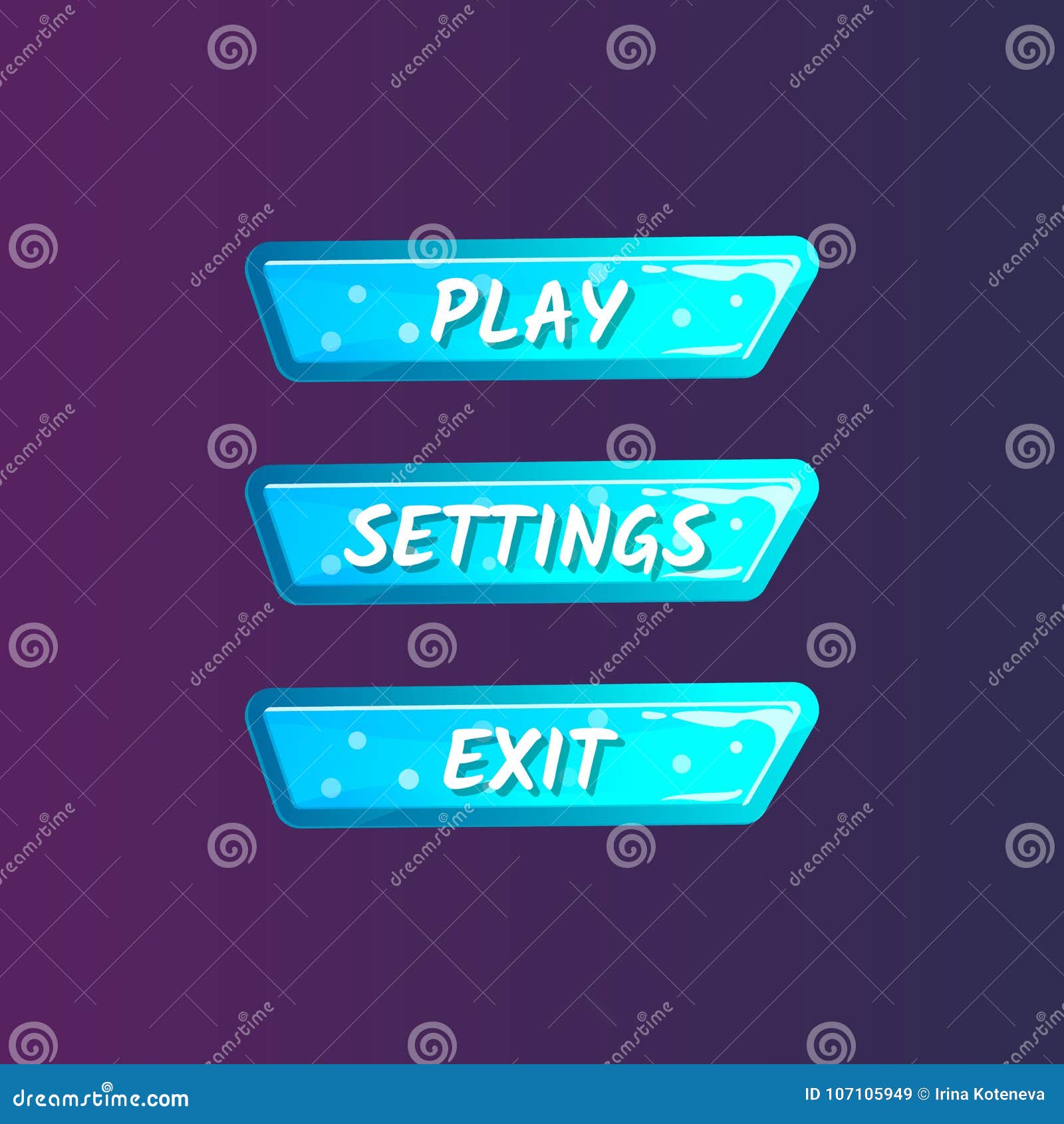 Blue Game Interface Elements in Cartoon Style Stock Vector ...