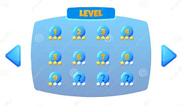 Blue Game Level Selection Screen with Numbered Bubbles and Stars ...