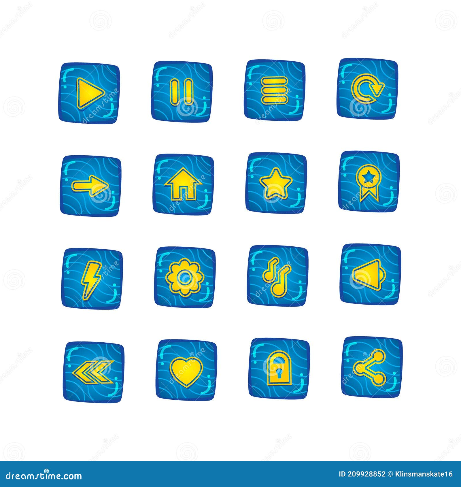 Blue Game Ui Kit Collection Design Vector Isolated on White Background ...