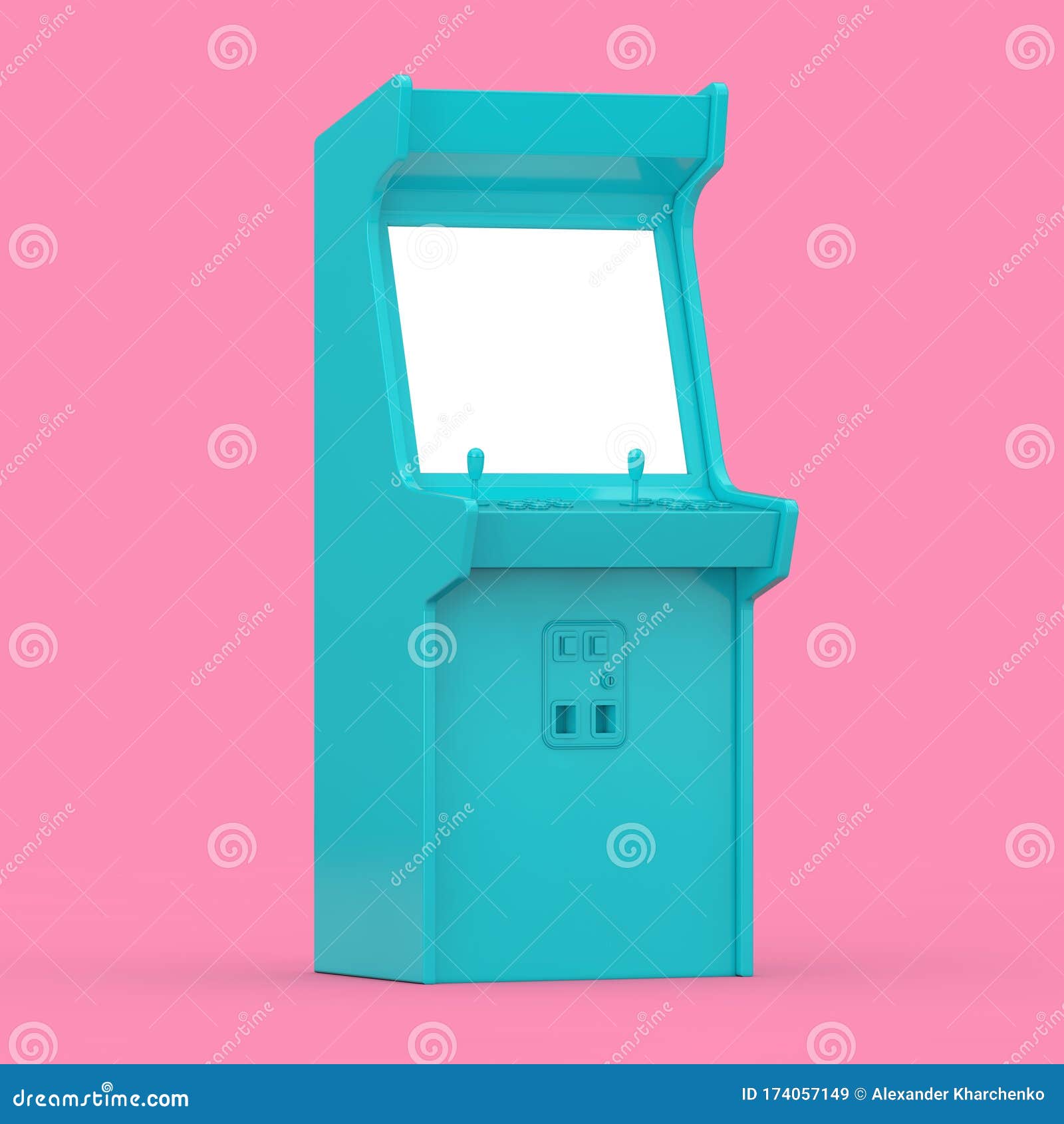 Blue Gaming Arcade Machine with Blank Screen for Your Design in Duotone ...