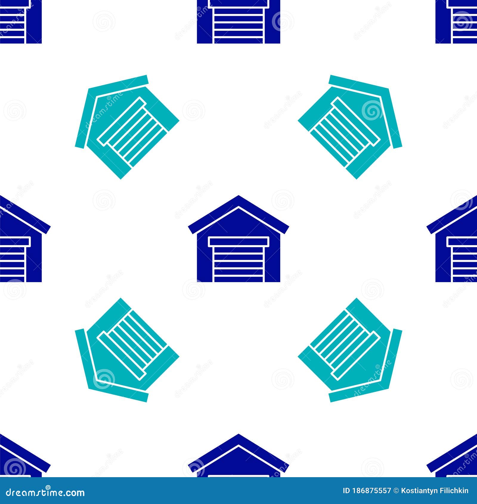 Blue Garage Icon Isolated Seamless Pattern on White Background. Vector ...