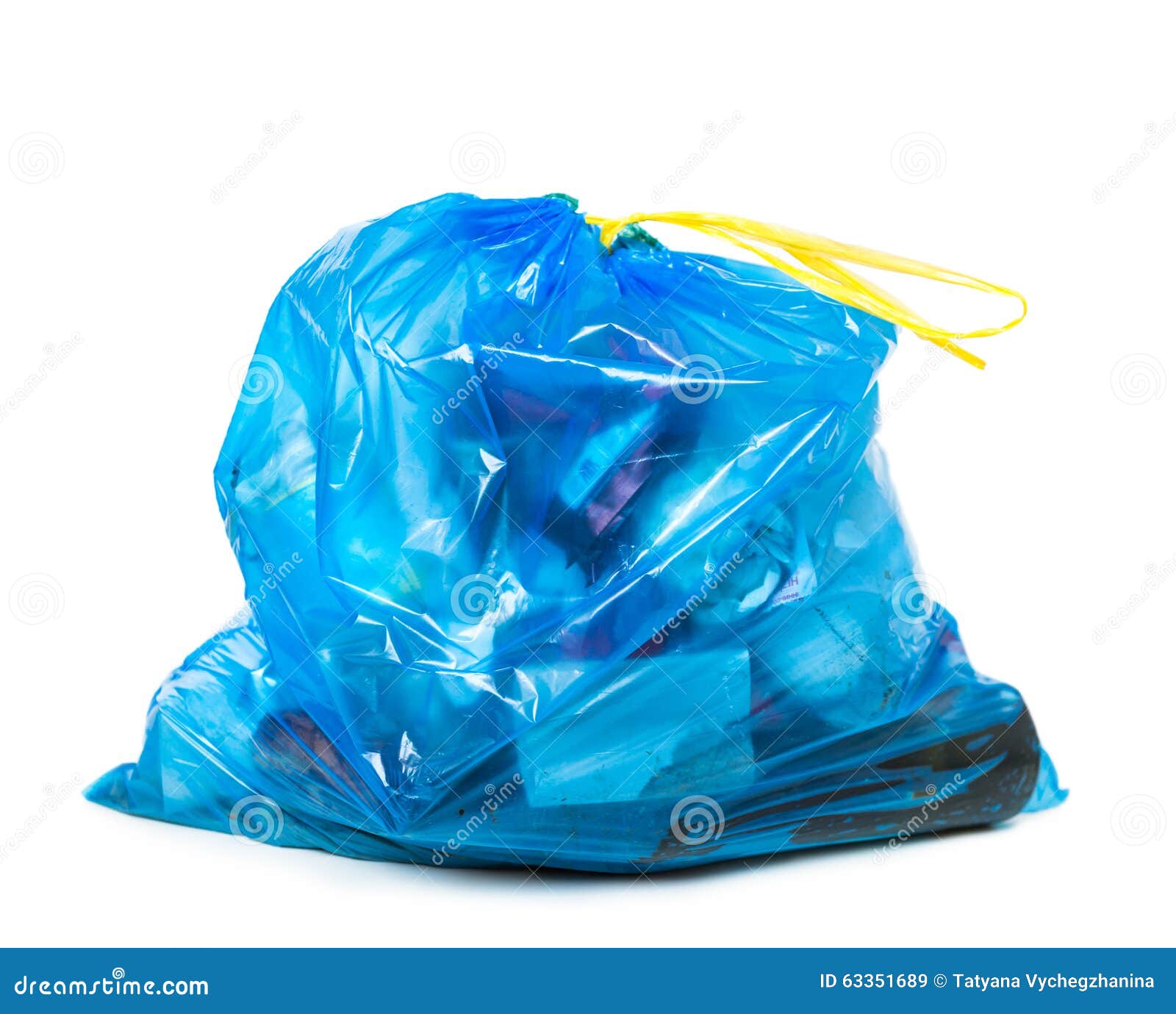 Blue Garbage Bag with Trash Stock Image - Image of dump, paper: 63351689