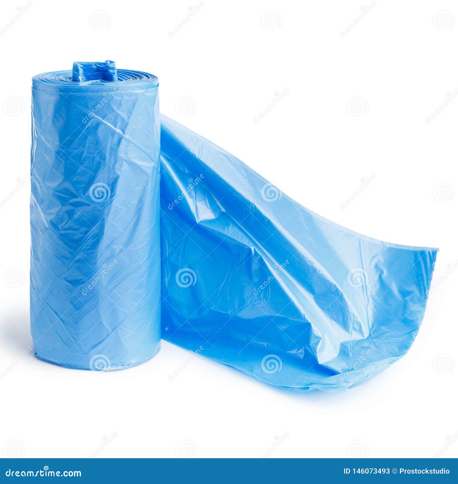 Blue Garbage Bags on White Background Stock Image - Image of chores ...