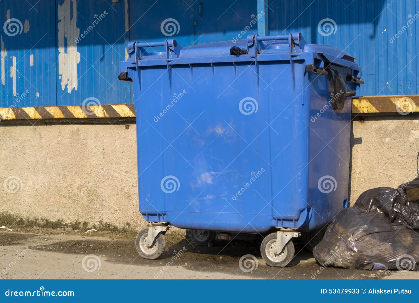 Blue garbage bin stock image. Image of waste, container - 53479933