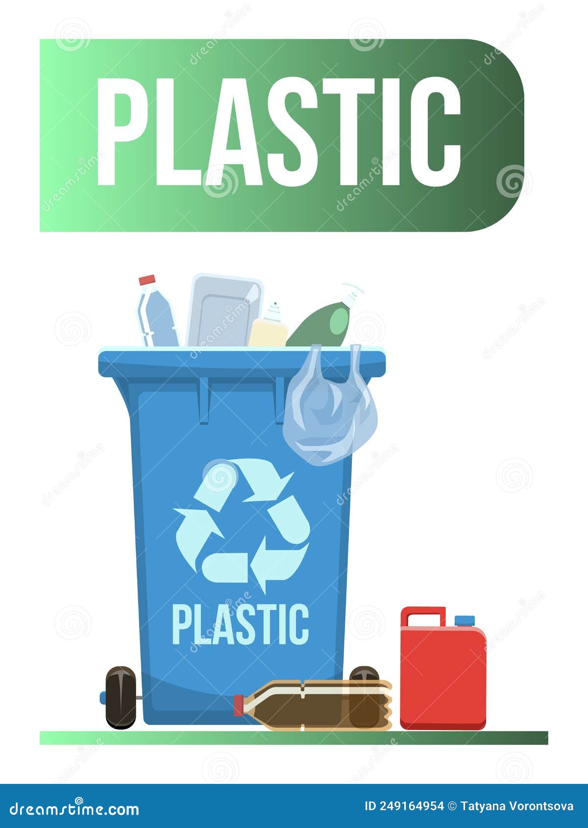 Blue Garbage Container with Separated Plastic Waste. Waste Management ...