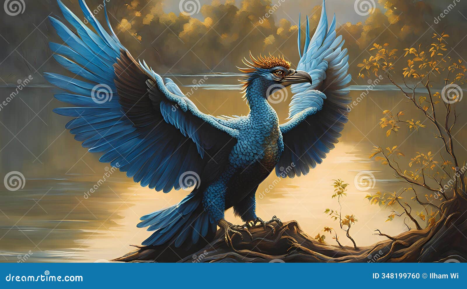 Blue Garuda Bird Flaps Its Wings Stock Photo - Image of flaps, drawing ...