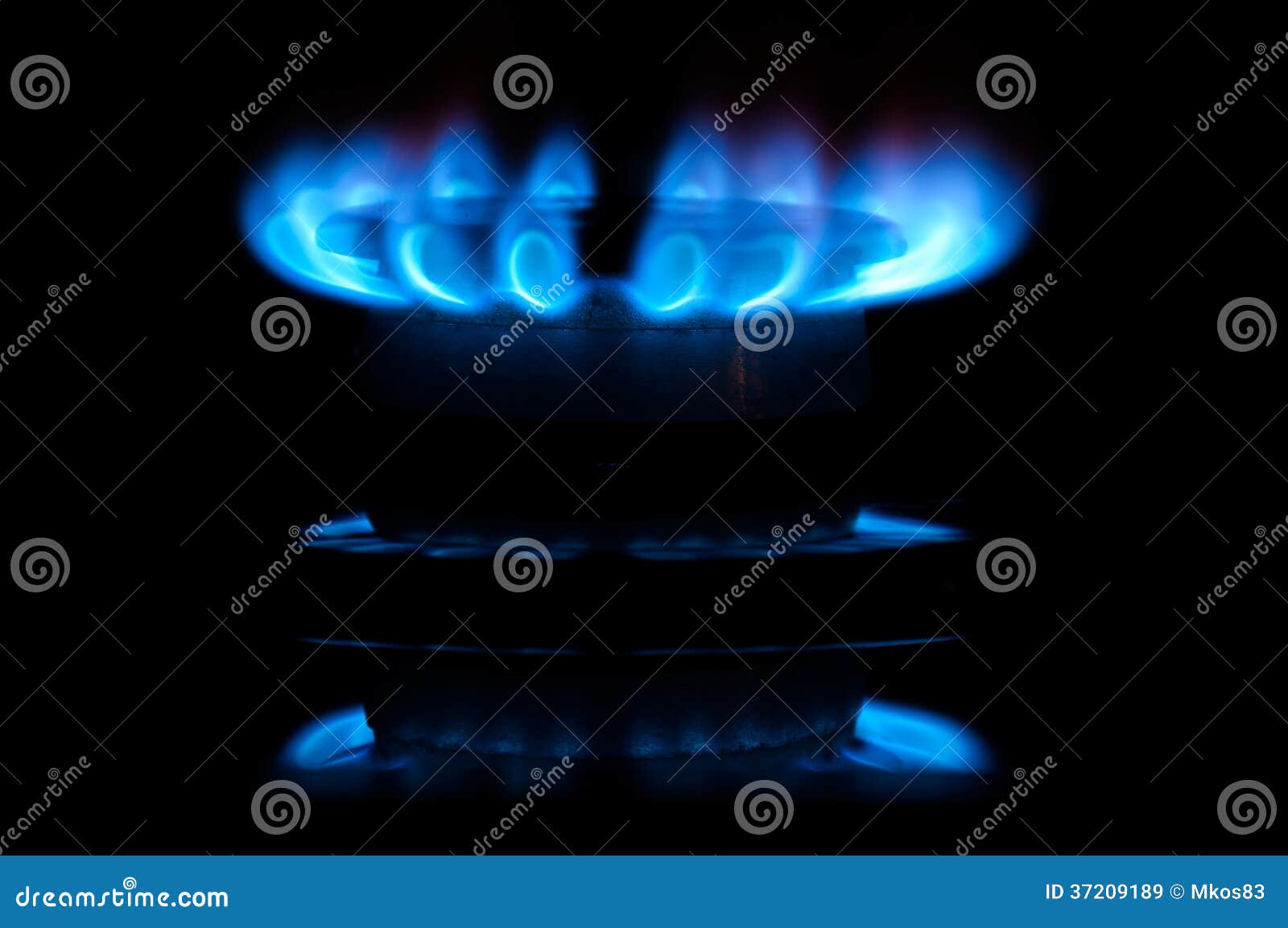 Blue gas flames stock image. Image of circular, burn - 37209189