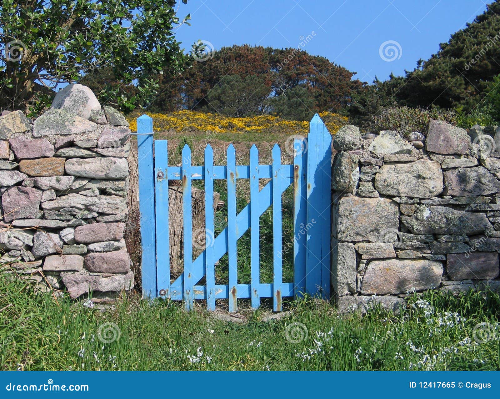 Blue Gate stock image. Image of rustic, blue, stone, nature - 12417665