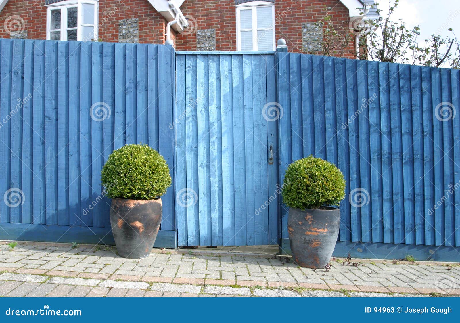The Blue Gate stock image. Image of wash, dwelling, plant - 94963