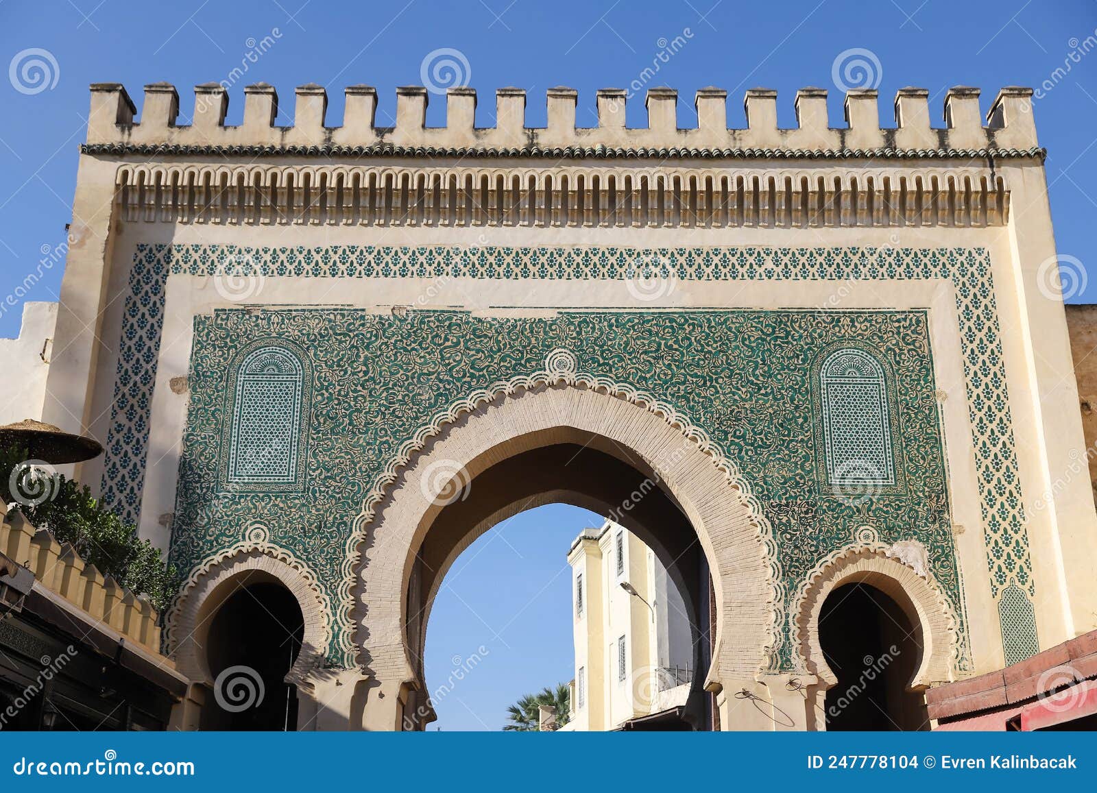 Blue Gate, Bab Bou Jeloud in Fez, Morocco Stock Photo - Image of ...