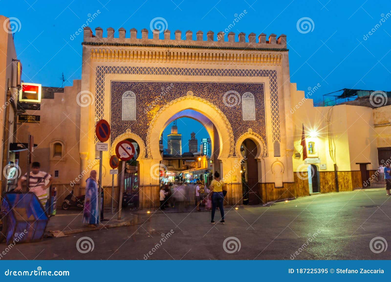 The Blue Gate In Fes, Morocco. Typical African And Moroccan Gate. World ...