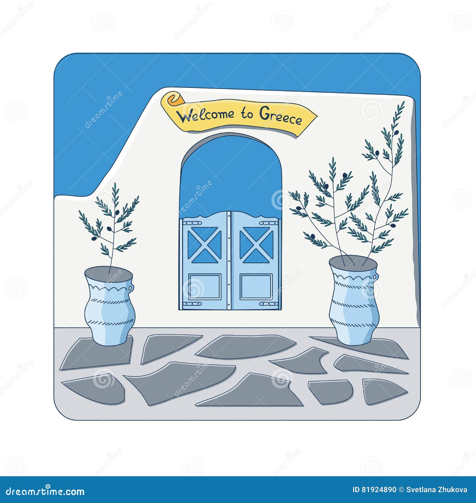 Blue gate and stock vector. Illustration of travel, wall - 81924890