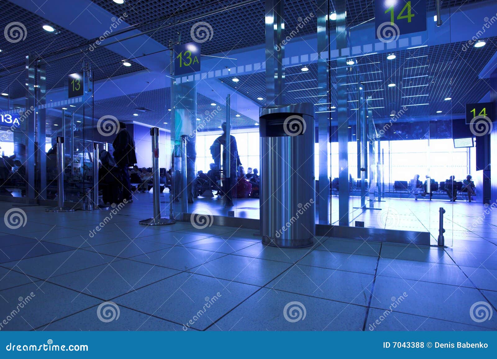 Blue Gates in Airport Terminal Stock Photo - Image of gate, light: 7043388