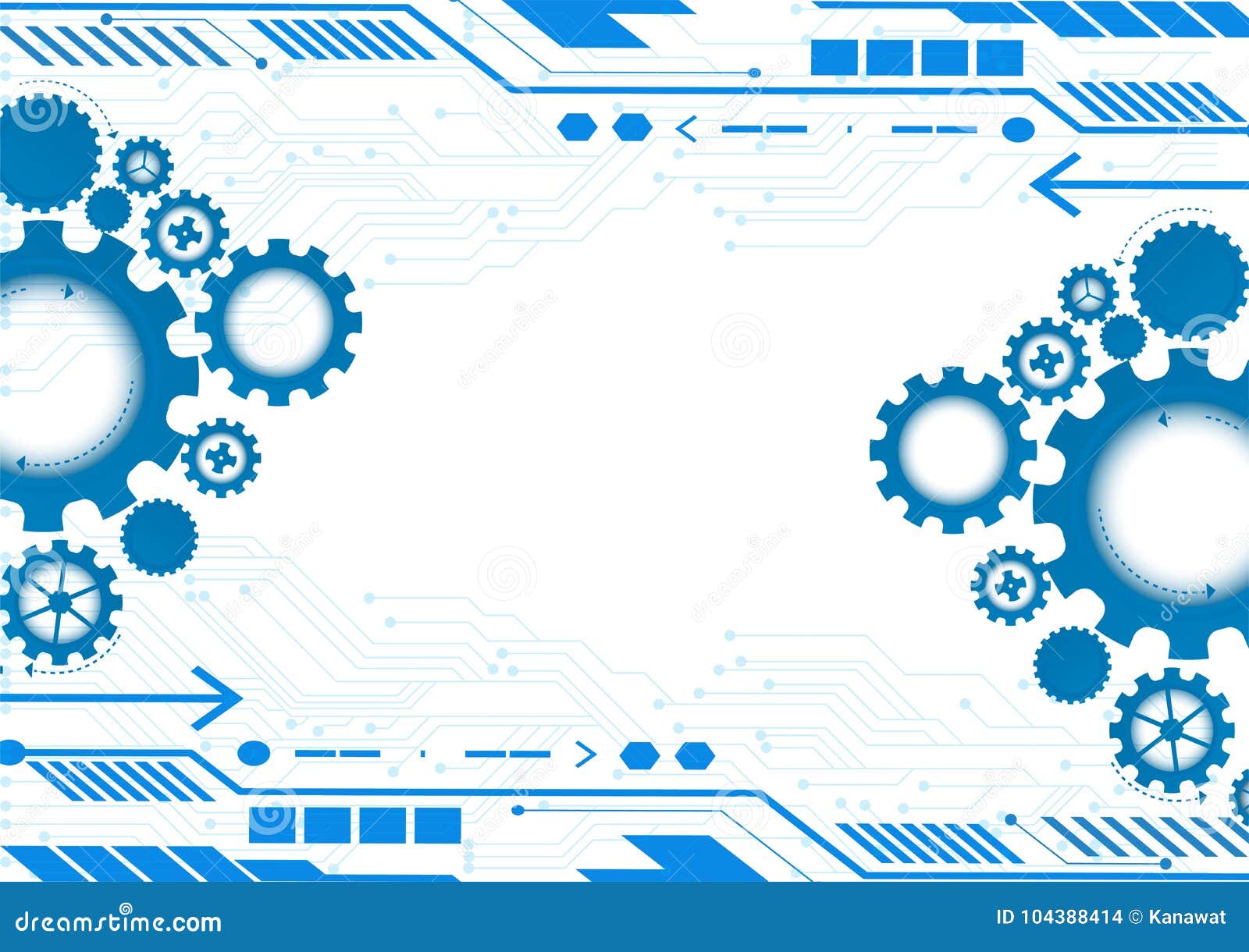 Blue Gear Abstract Vector Background with Copy Space Stock Vector ...