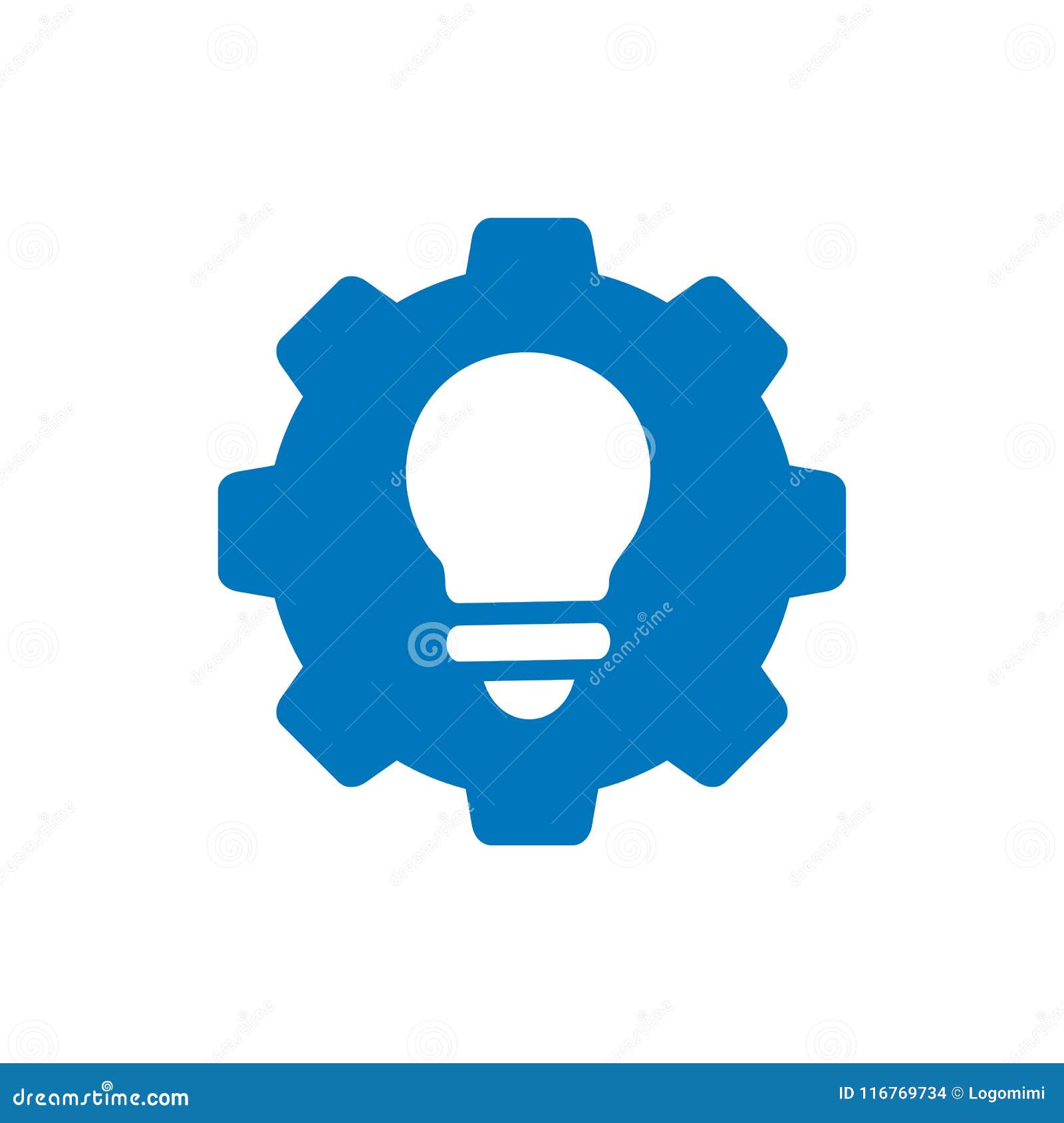 Blue Gear with Lightbulb, Vector Icon or Logo Design Stock Vector ...