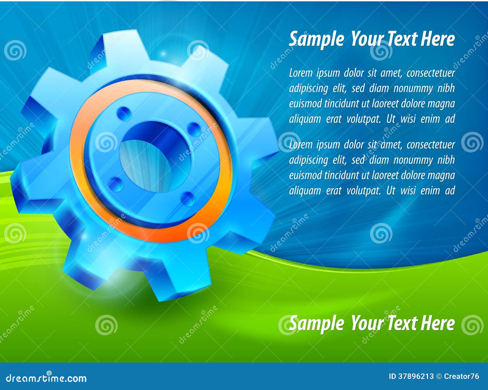 Blue gear & text stock vector. Illustration of blue - 37896213
