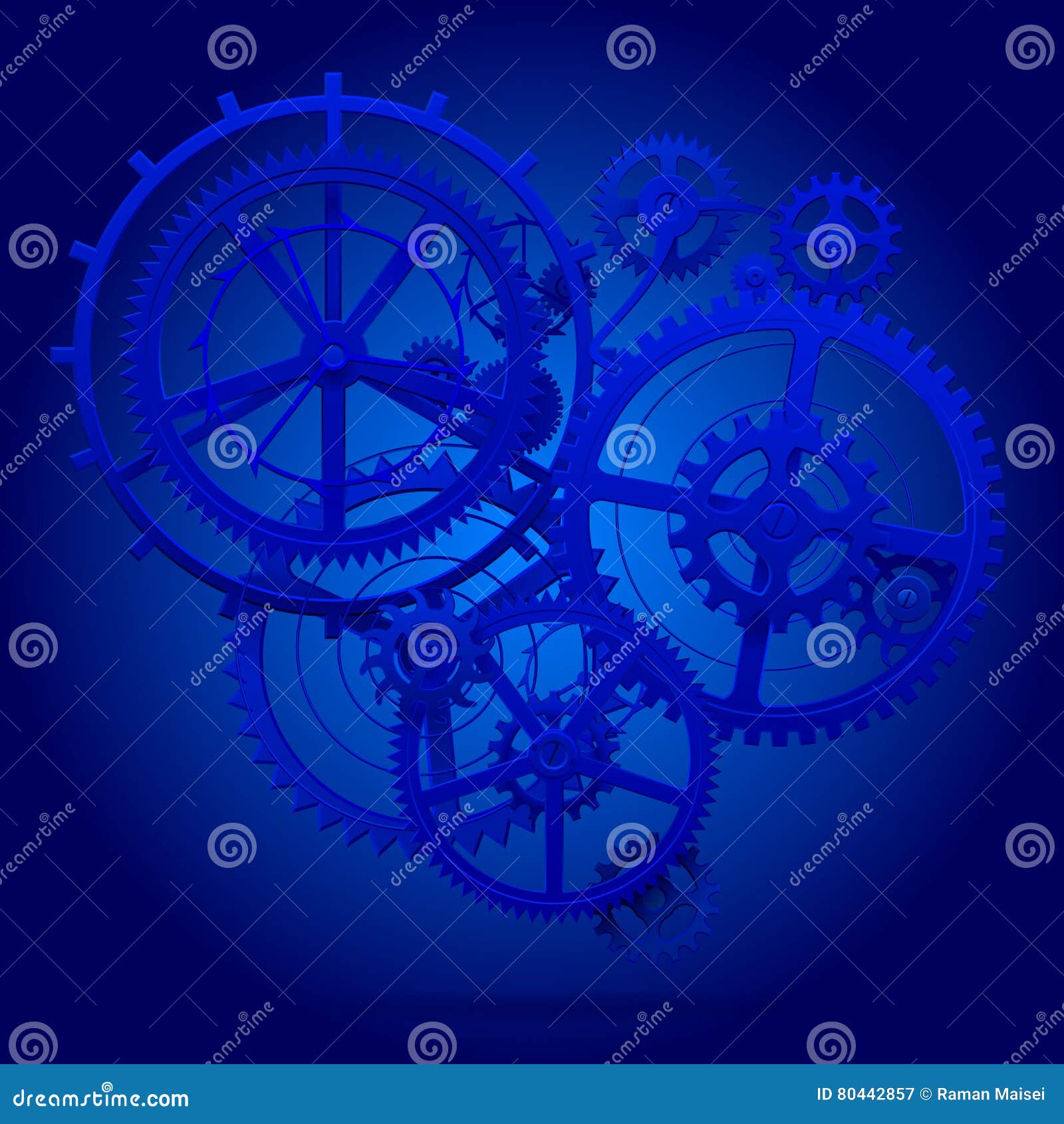 Blue Gear Wheels of Clockwork in Blue Light Stock Vector - Illustration ...
