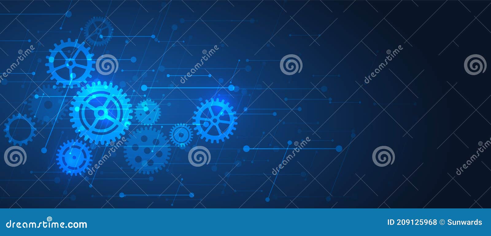 Blue Gears Abstract Technology Background Stock Vector - Illustration ...