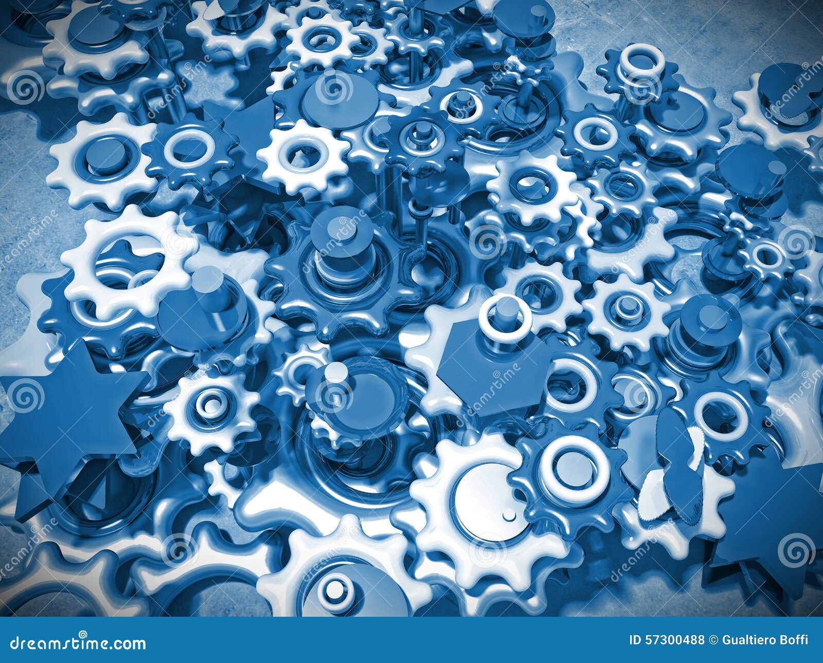 Blue gears stock illustration. Illustration of rendering - 57300488