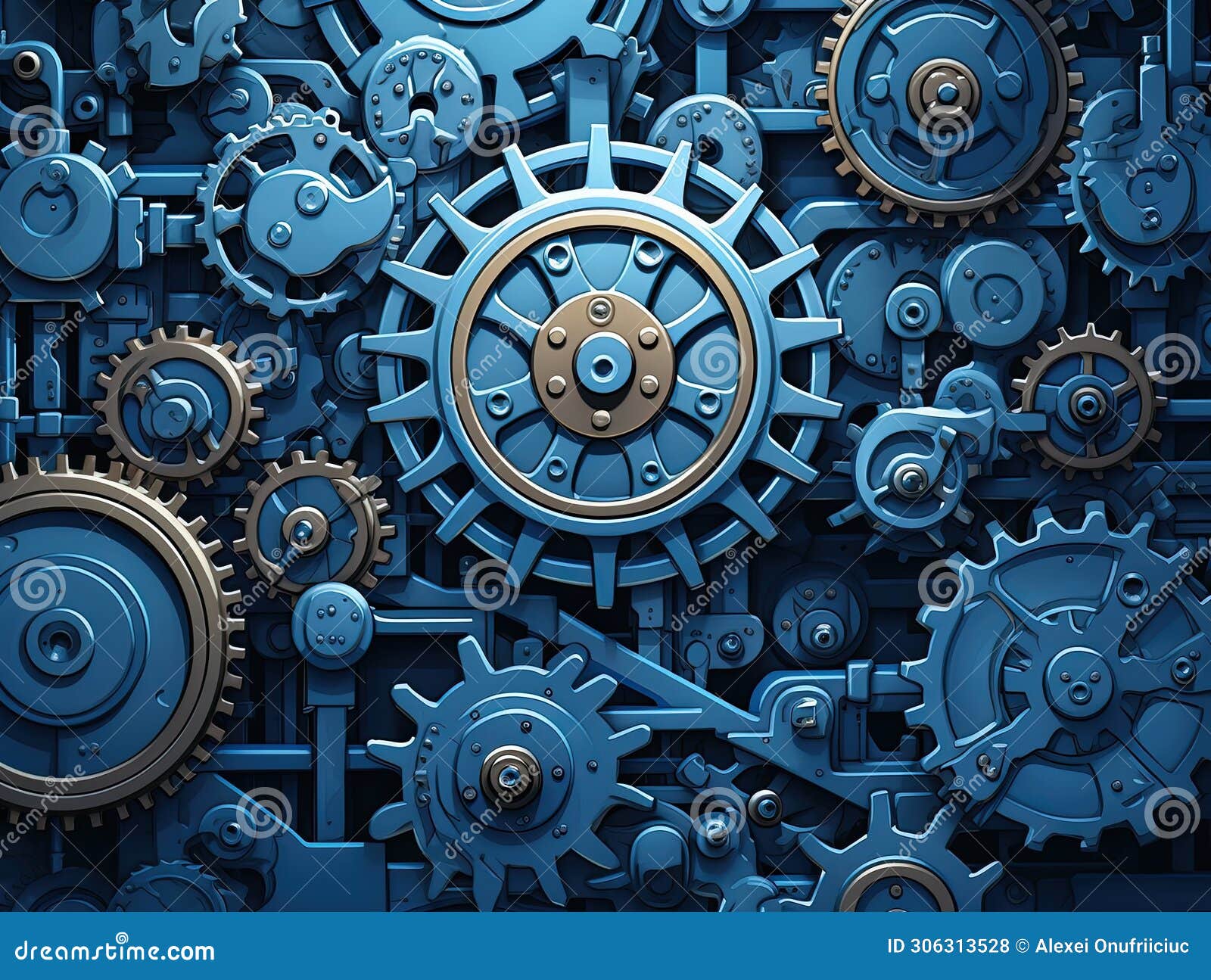 Blue gears with small cogs stock photo. Image of gear - 306313528