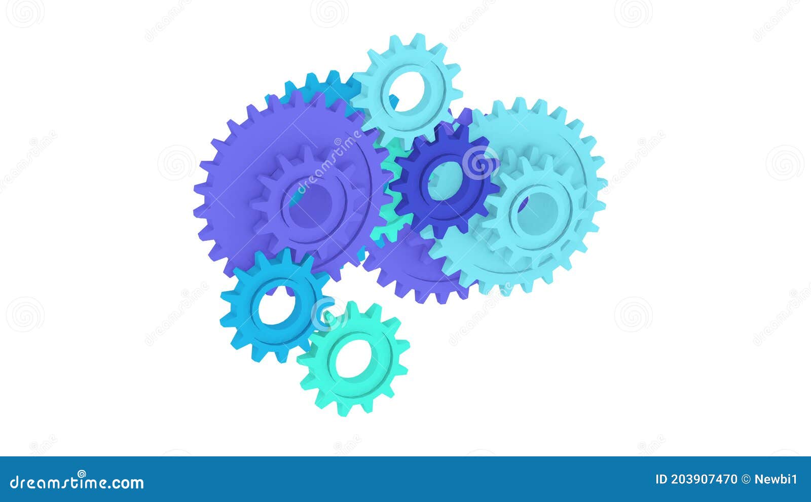 Blue Gears Spin. Mechanical Technology Machine Concept Stock Footage ...