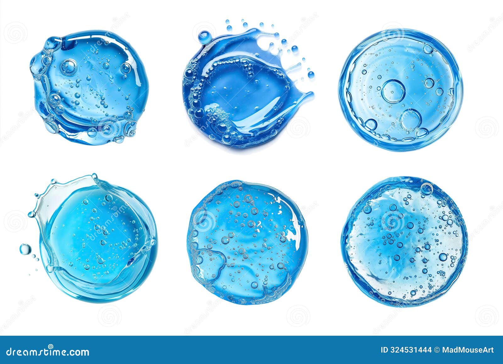 Blue Gel with Bubbles Isolated on White Background. Cosmetic Product ...