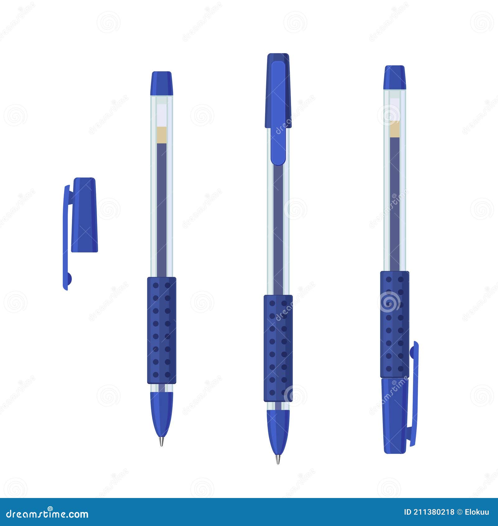 Blue Gel Pens with Rubber Grip Set Stock Vector - Illustration of ...