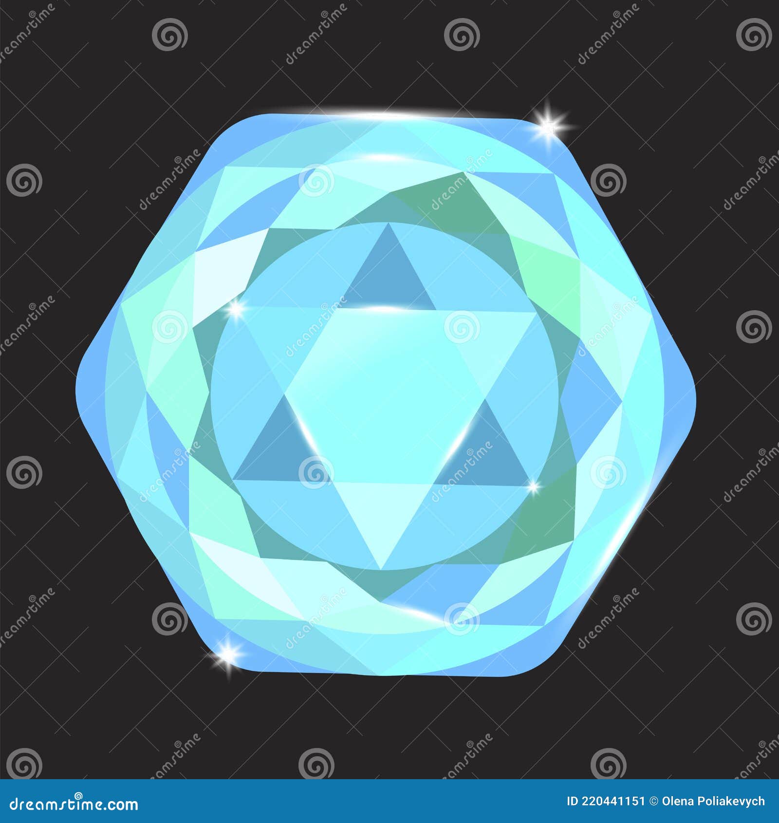 Blue Gem Black Background. Abstract Shiny Background. Blue Vector ...