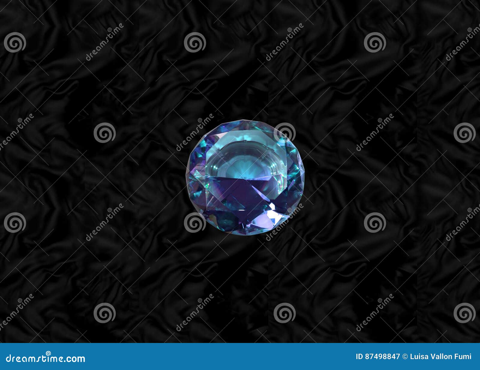 Blue gem on black velvet stock illustration. Illustration of brilliant ...