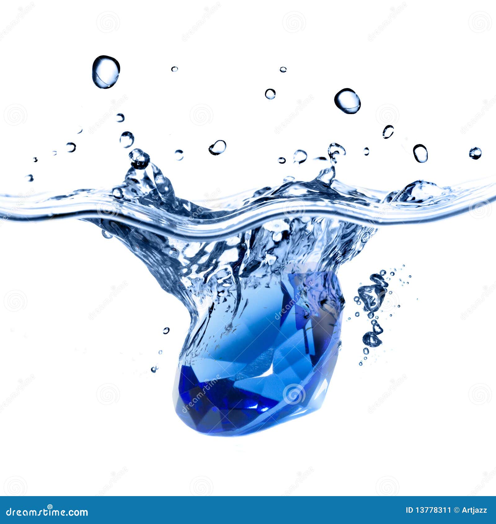 Blue Gem Falling into Water with Splash Stock Image - Image of gemstone ...