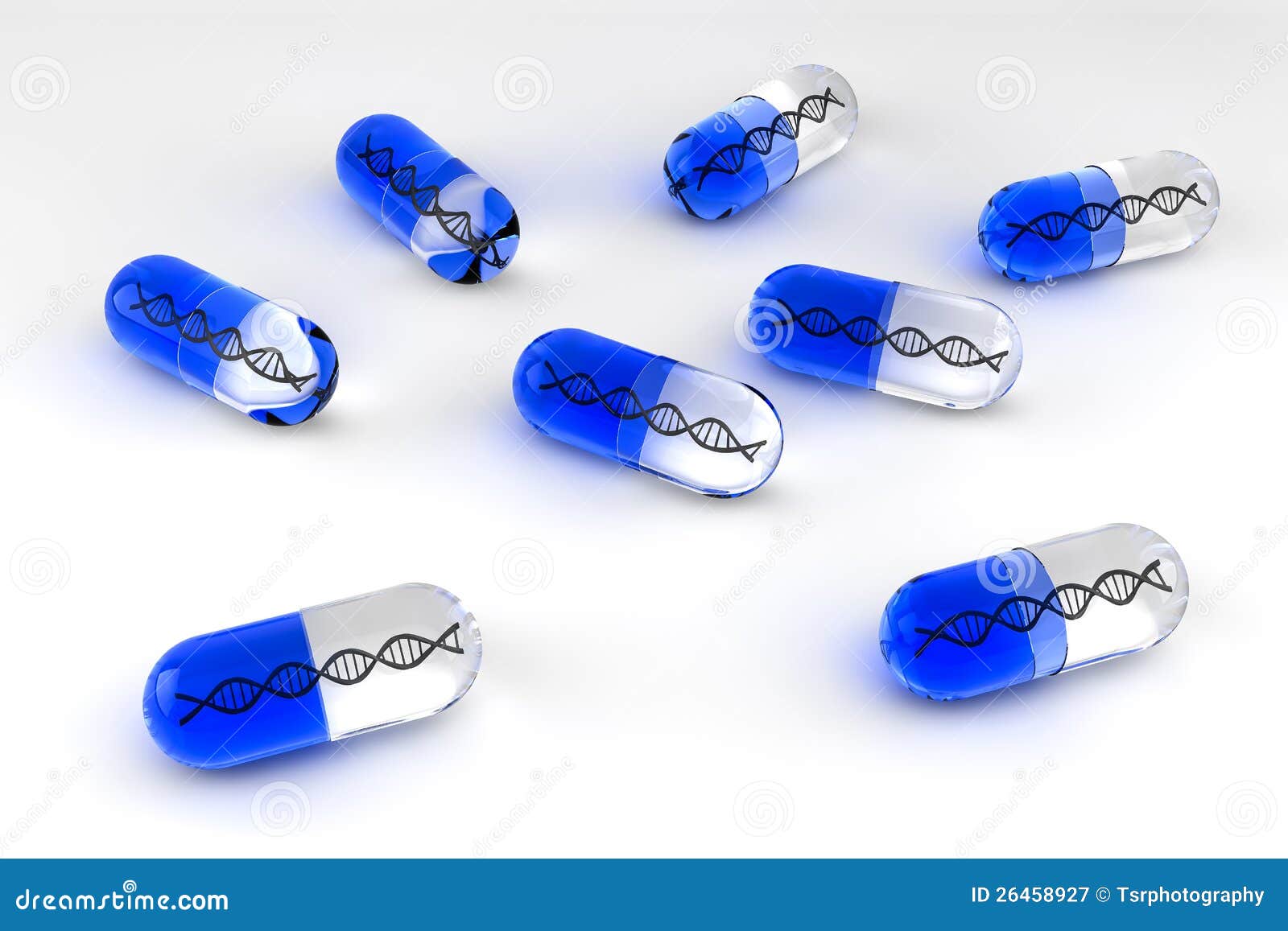 Blue DNA Gene Helix Spiral Molecule Structure. Generative AI Royalty ...