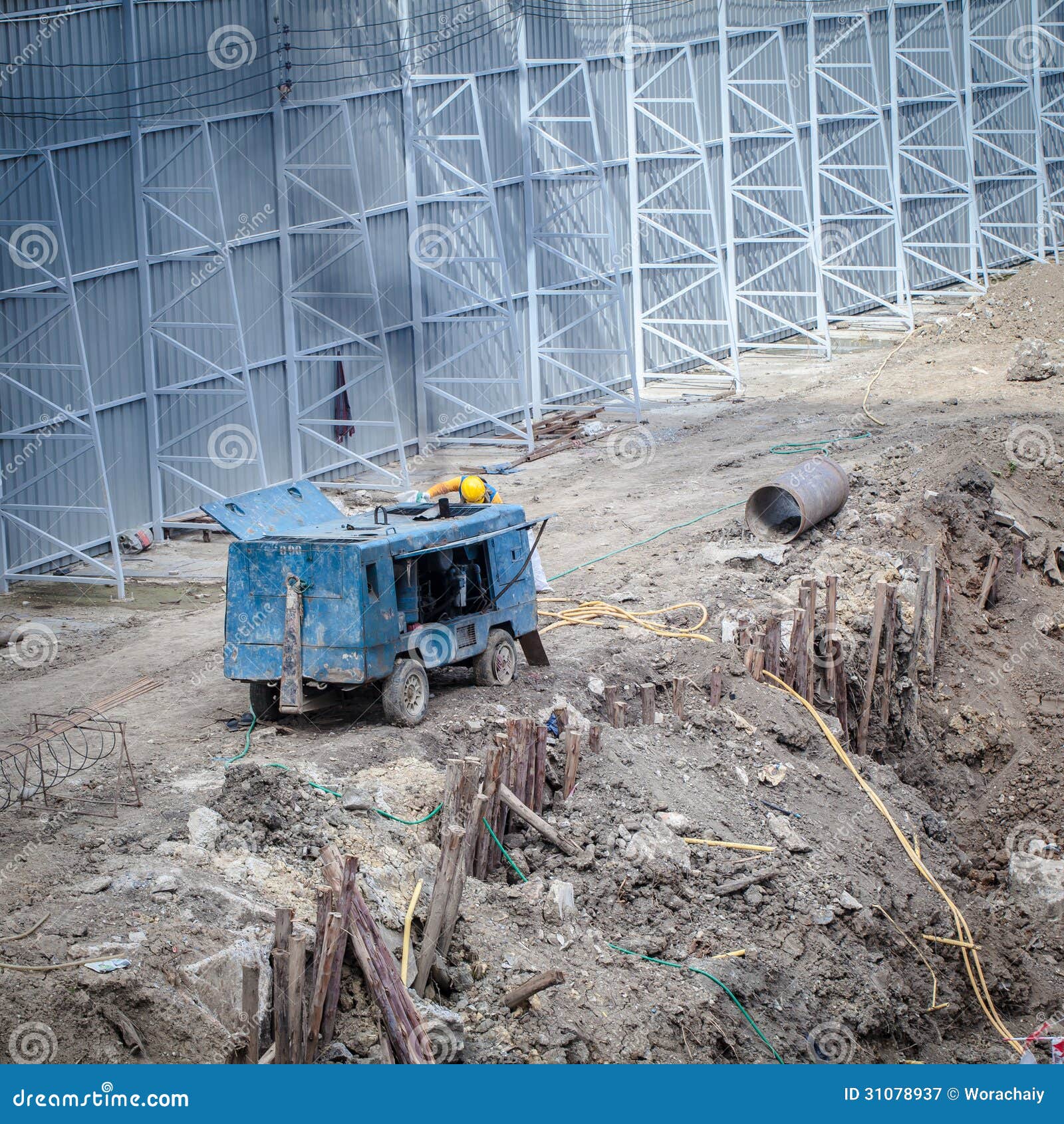 Blue generator stock image. Image of danger, construction - 31078937