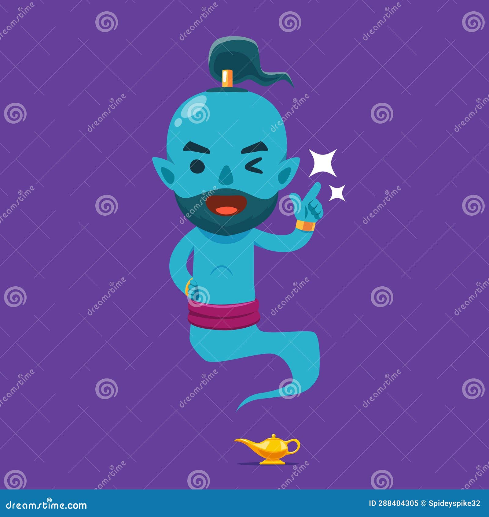 The Blue Genie is Snapping His Finger. Isolated Vector Illustration ...
