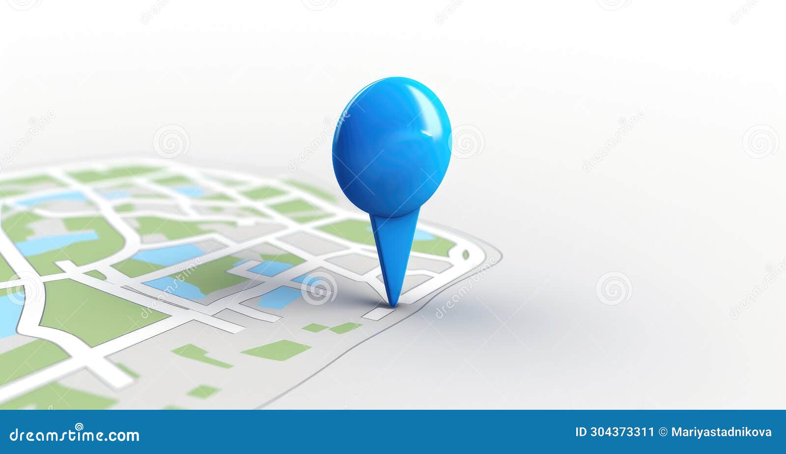 Blue Geolocation Marker on the Map in 3D Style. Navigation System Stock ...