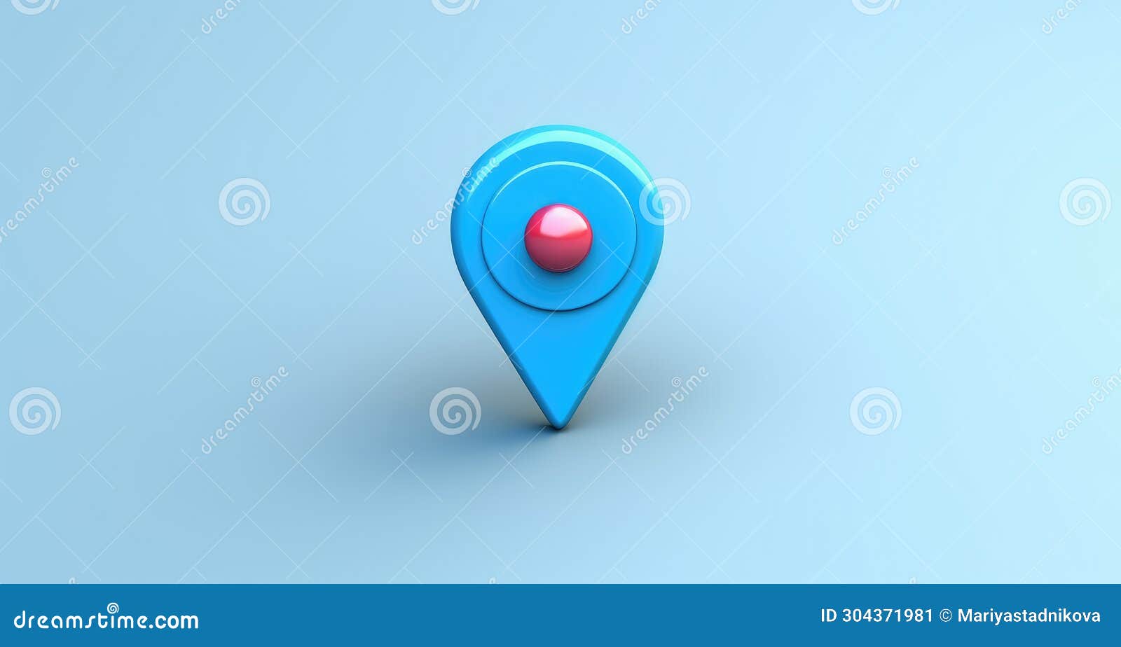 Blue Geolocation Marker on the Map in 3D Style. Navigation System Stock ...