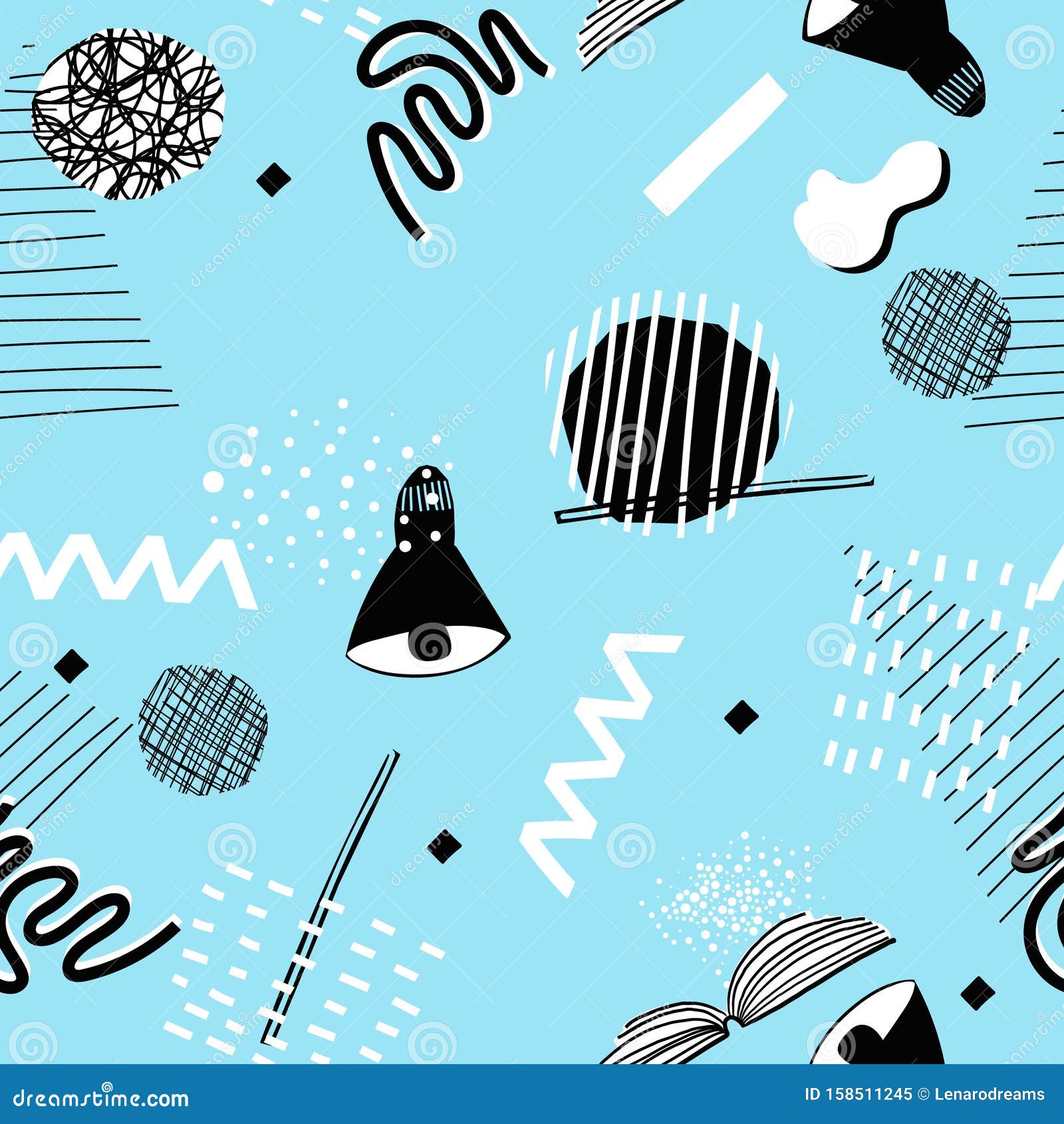 Blue Geometric Abstract Seamless Pattern Stock Illustration ...