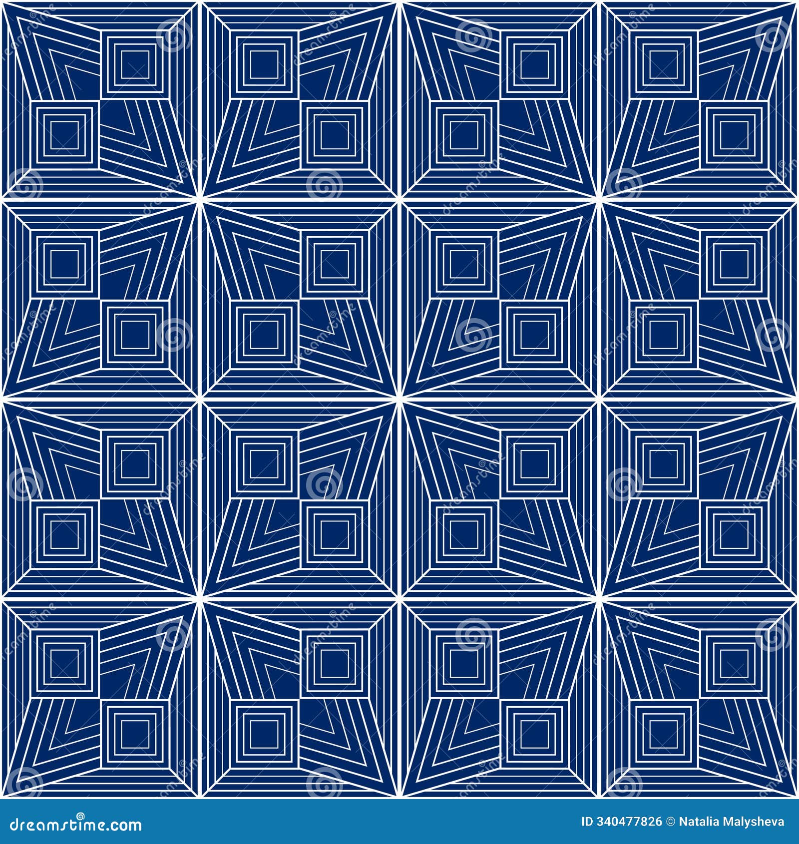 Blue Geometric Polygonal Seamless Pattern. Interlaced Illusion ...