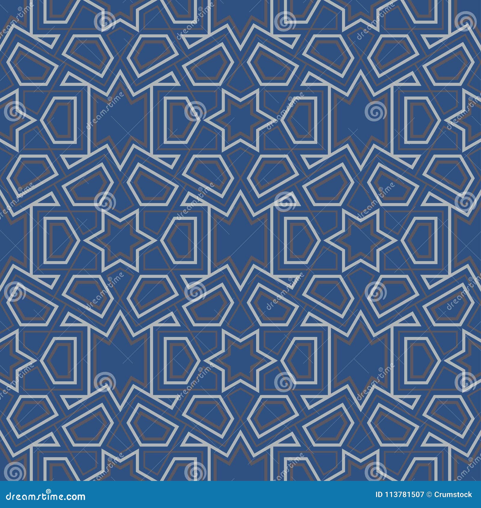 Blue Geometric Seamless Pattern Stock Vector - Illustration of dark ...