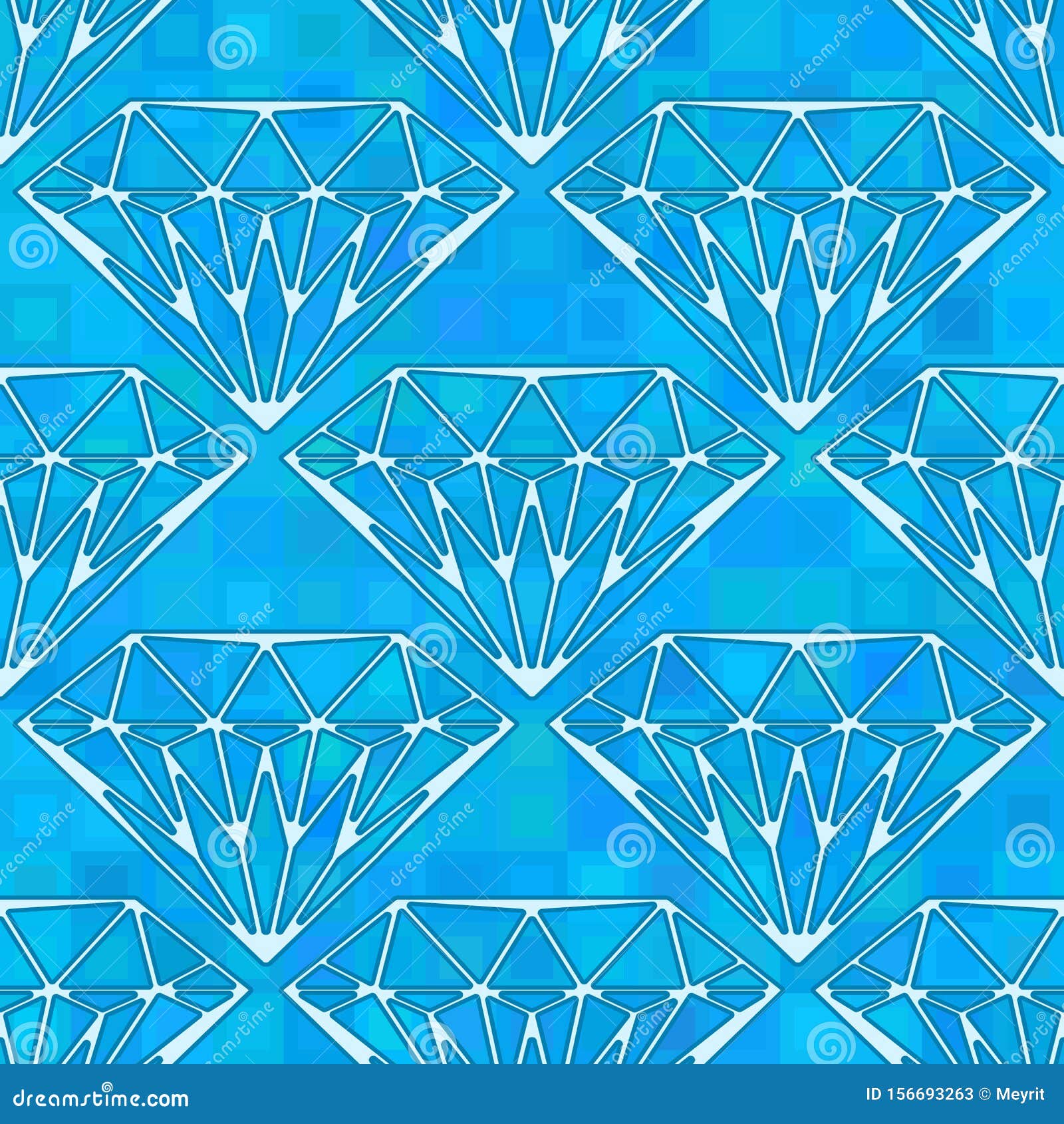 Blue Geometric Seamless Vector Pattern of Blue Crystals Stock ...